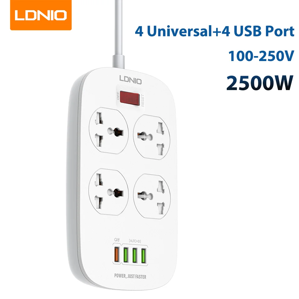 LDNIO Power Strip With Extension Cable 4 AC Outlet Electrical Sockets 4 ...