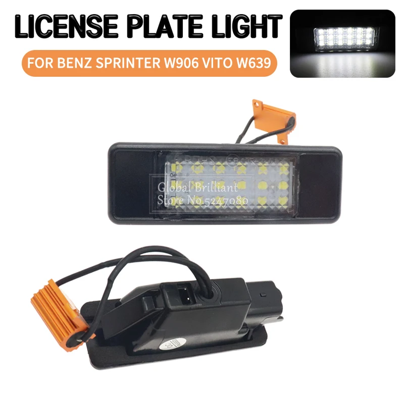 Pair Error Free LED License Plate Light White For Mercedes Benz ...