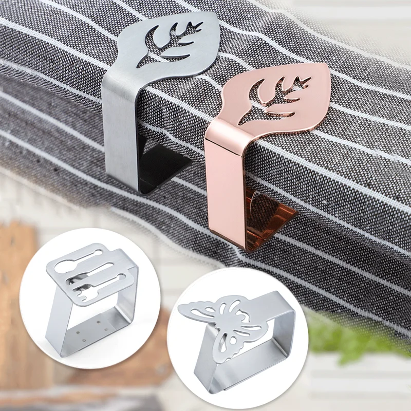 4PCS-Stainless-Steel-Tablecloth-Clips-Decorative-Leaf-Tablecloth-Clamp ...