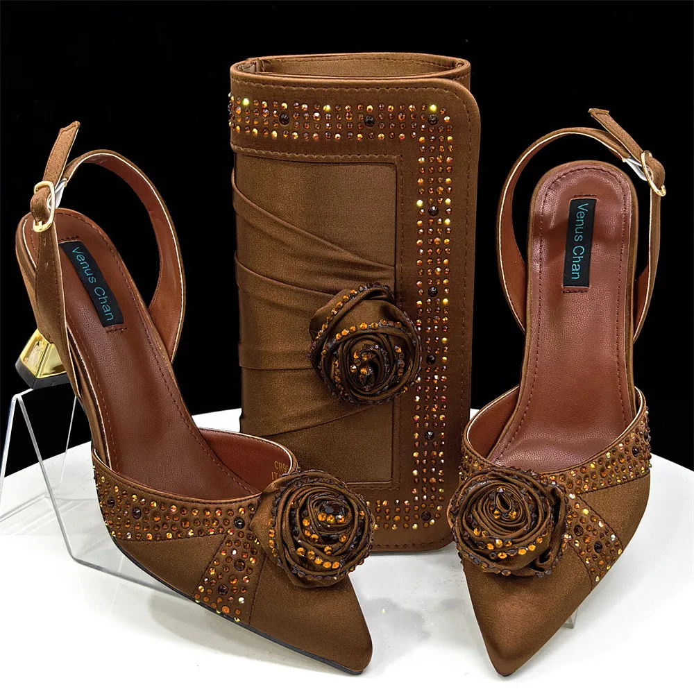 Sequins Excellent Newest INS Style Brown Color Elegant High Heels ...