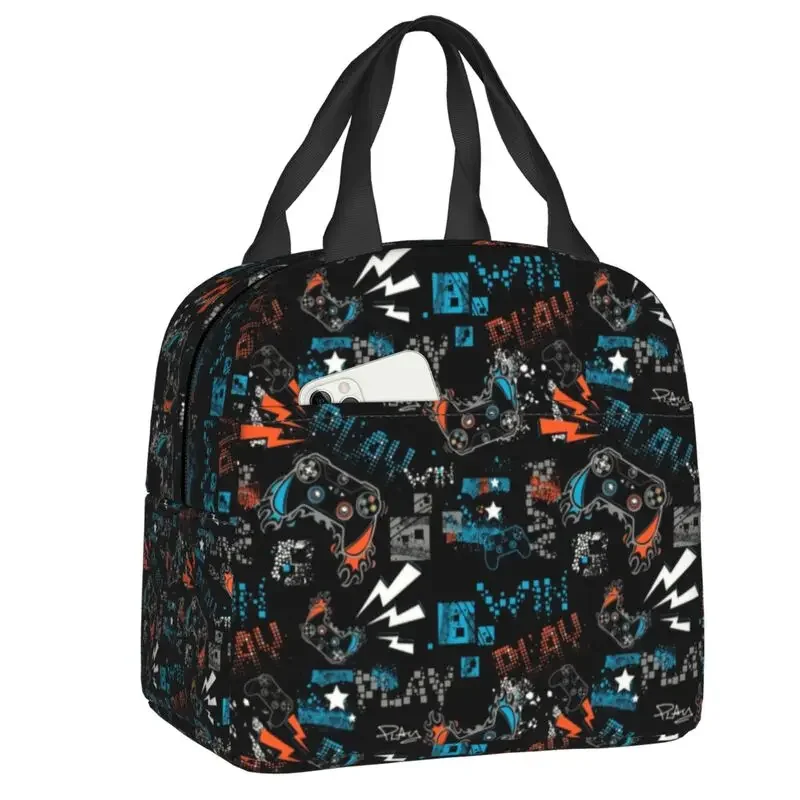 Game-Controller-On-Fire-Insulated-Lunch-Bags-for-Work-School-Gamer ...