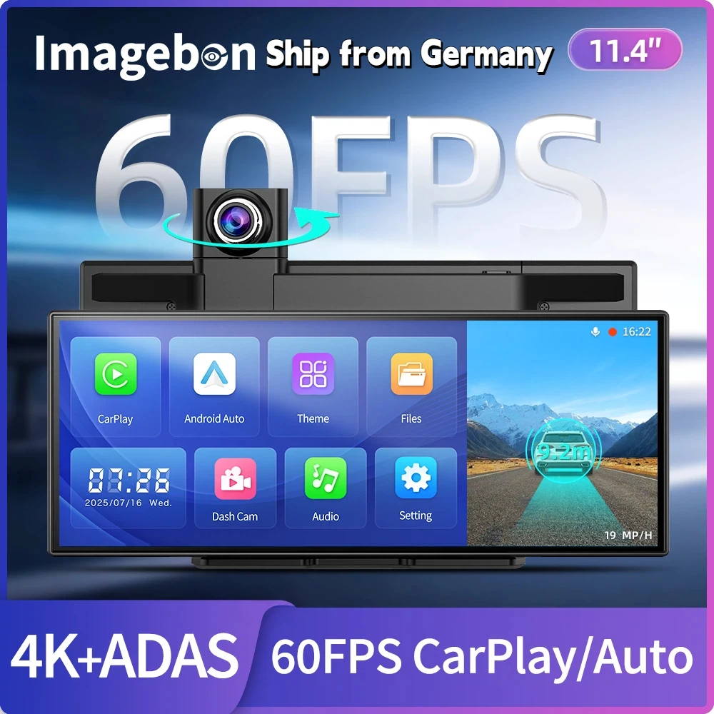 Imagebon H70 Plus 11,4′′ 4K ADAS Dash Cam 60FPS Reproductor de ...