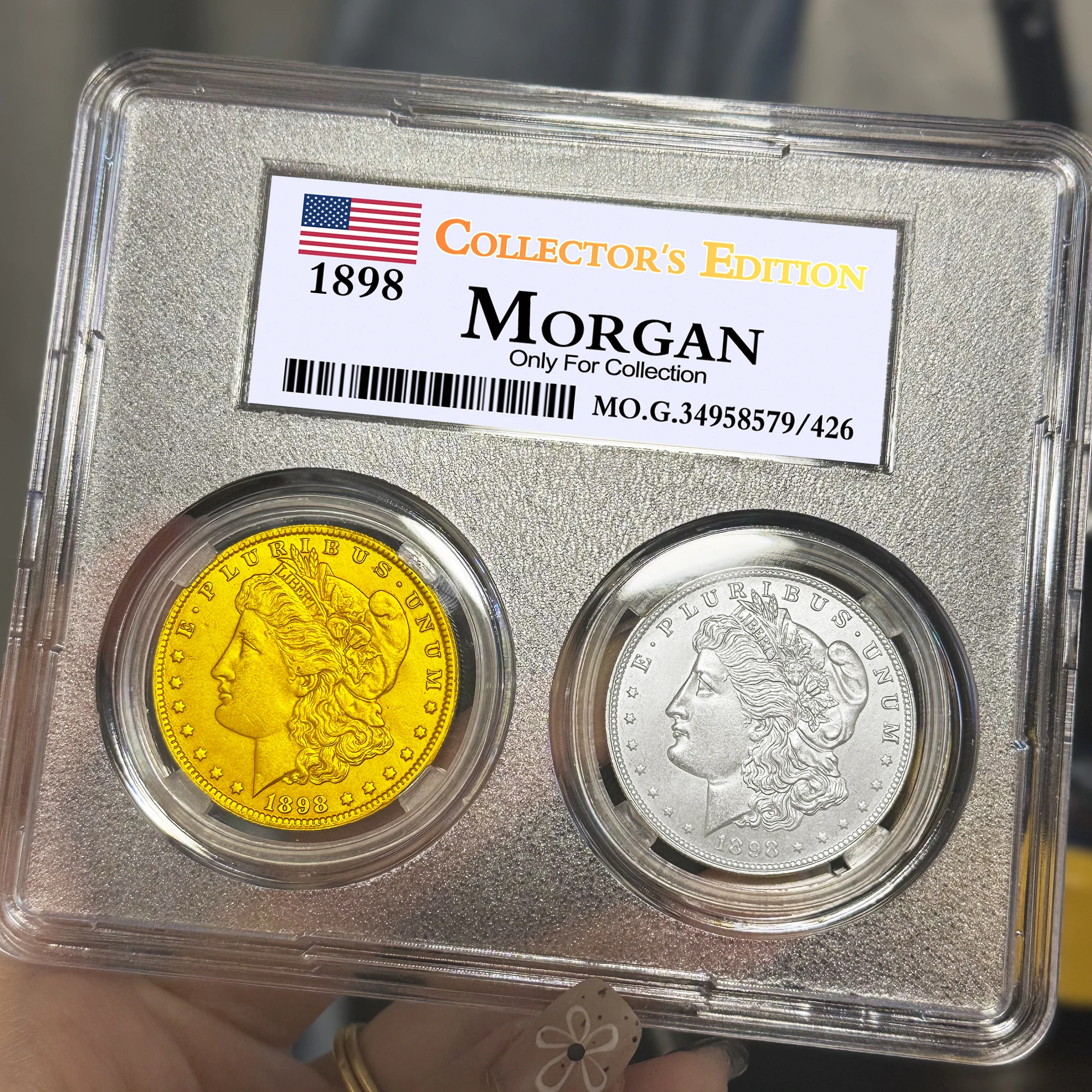 2pcs/Set 1898 American Morgan Replica Coins - Medal With Display Box ...