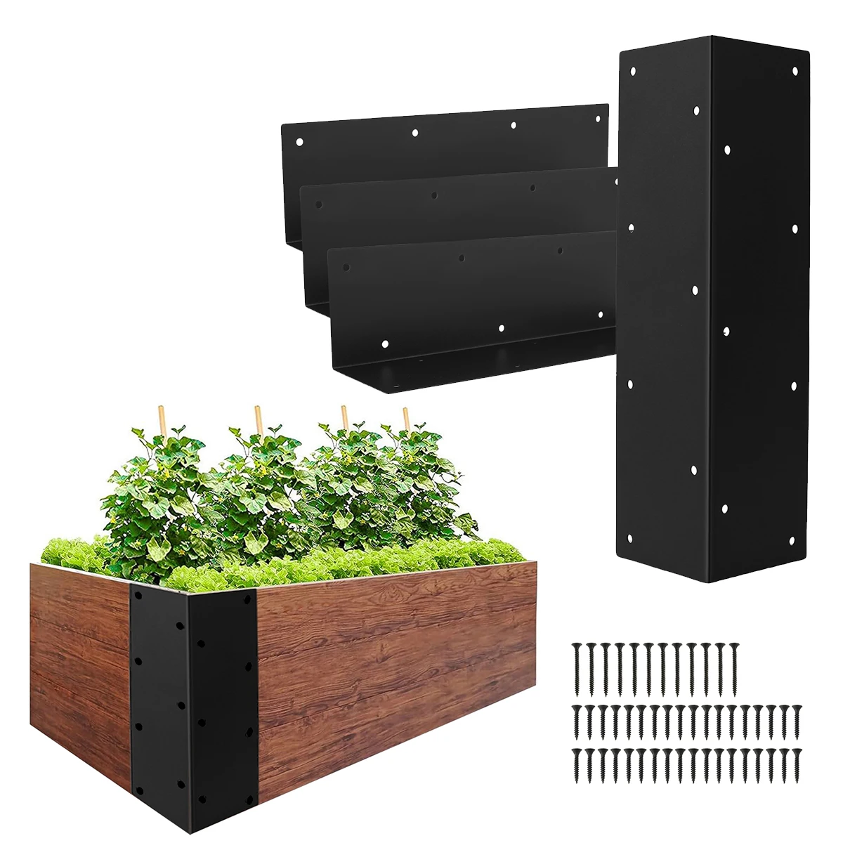 Raised Garden Bed Corner Brackets with Wood Screws for 20"-24" Bed Rust ...