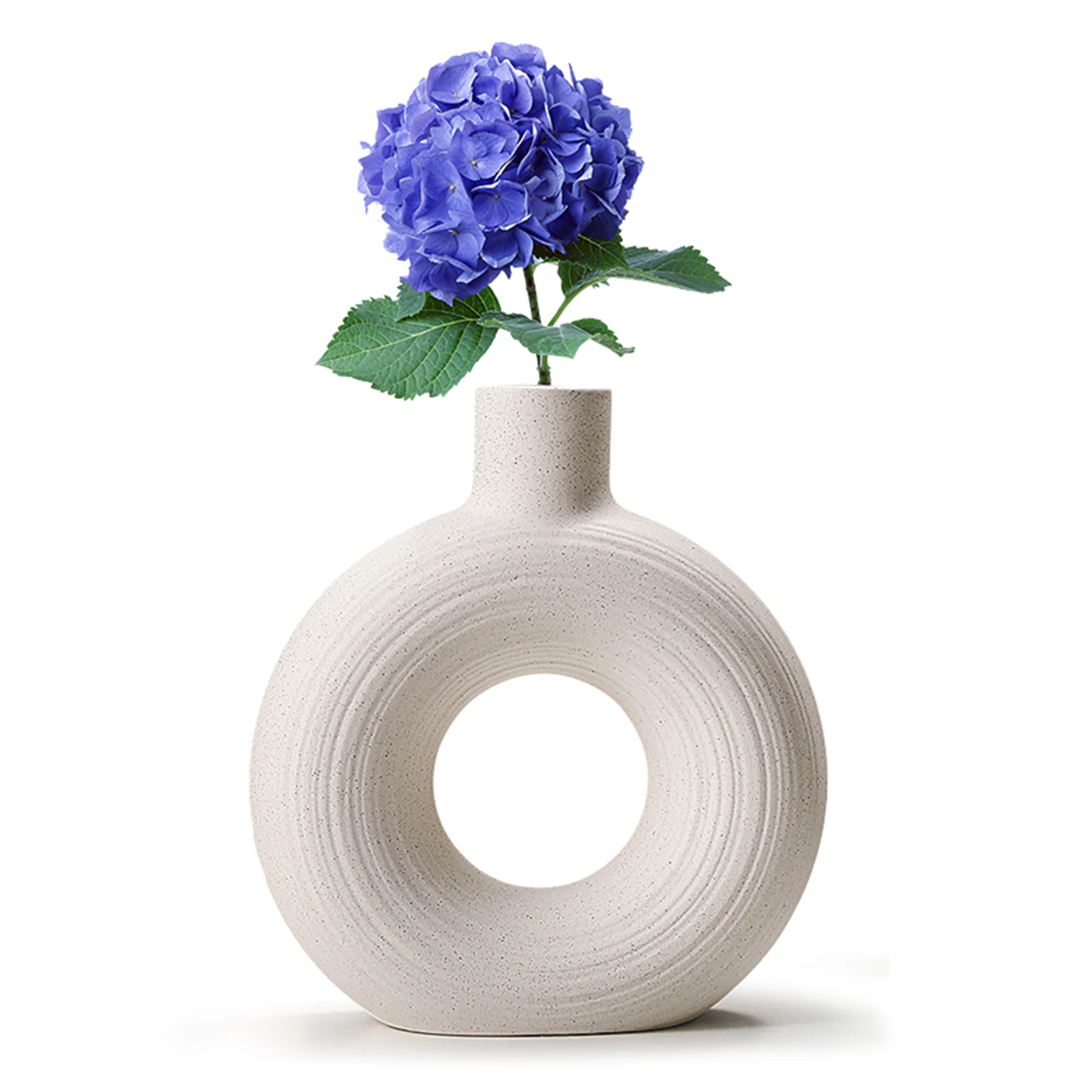 Nordic Circular Hollow Ceramic Vase Donuts Flower Pot Home Decoration ...