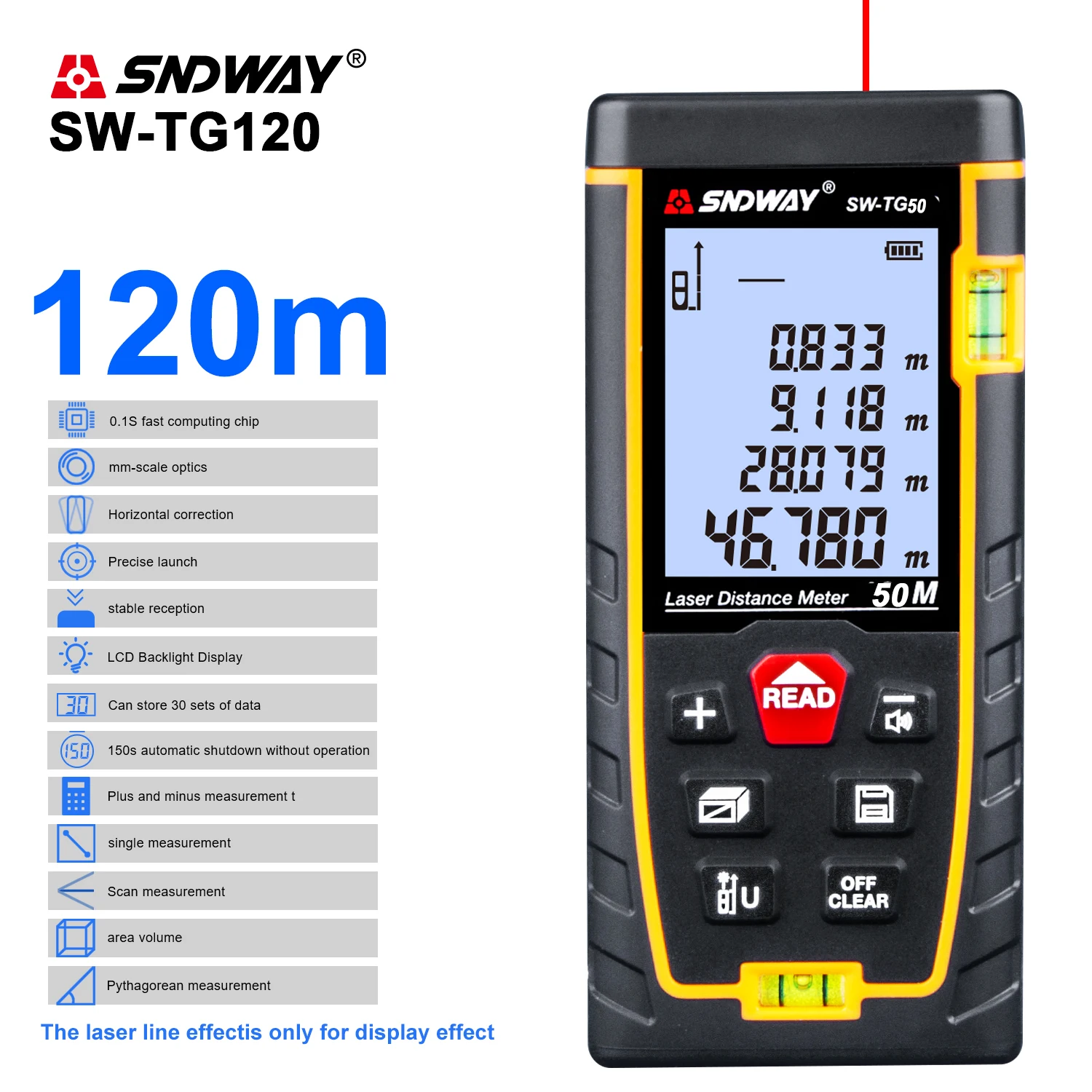 SNDWAY-Laser-Distance-Meter-Digital-Measuring-Device-Tools-Electronic ...