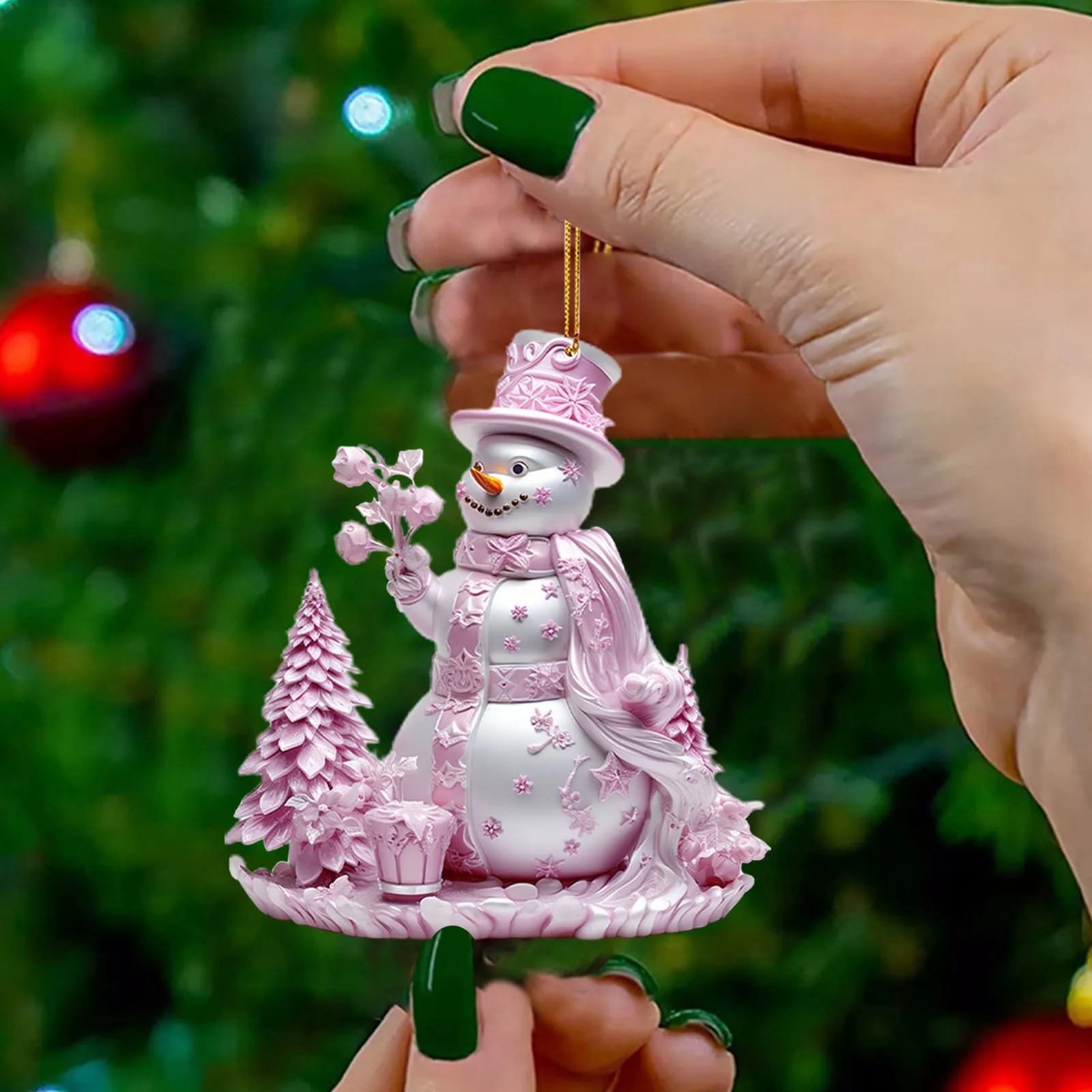 Decoraciones-colgantes-de-mu-eco-de-nieve-rosa-de-Navidad-colgantes ...