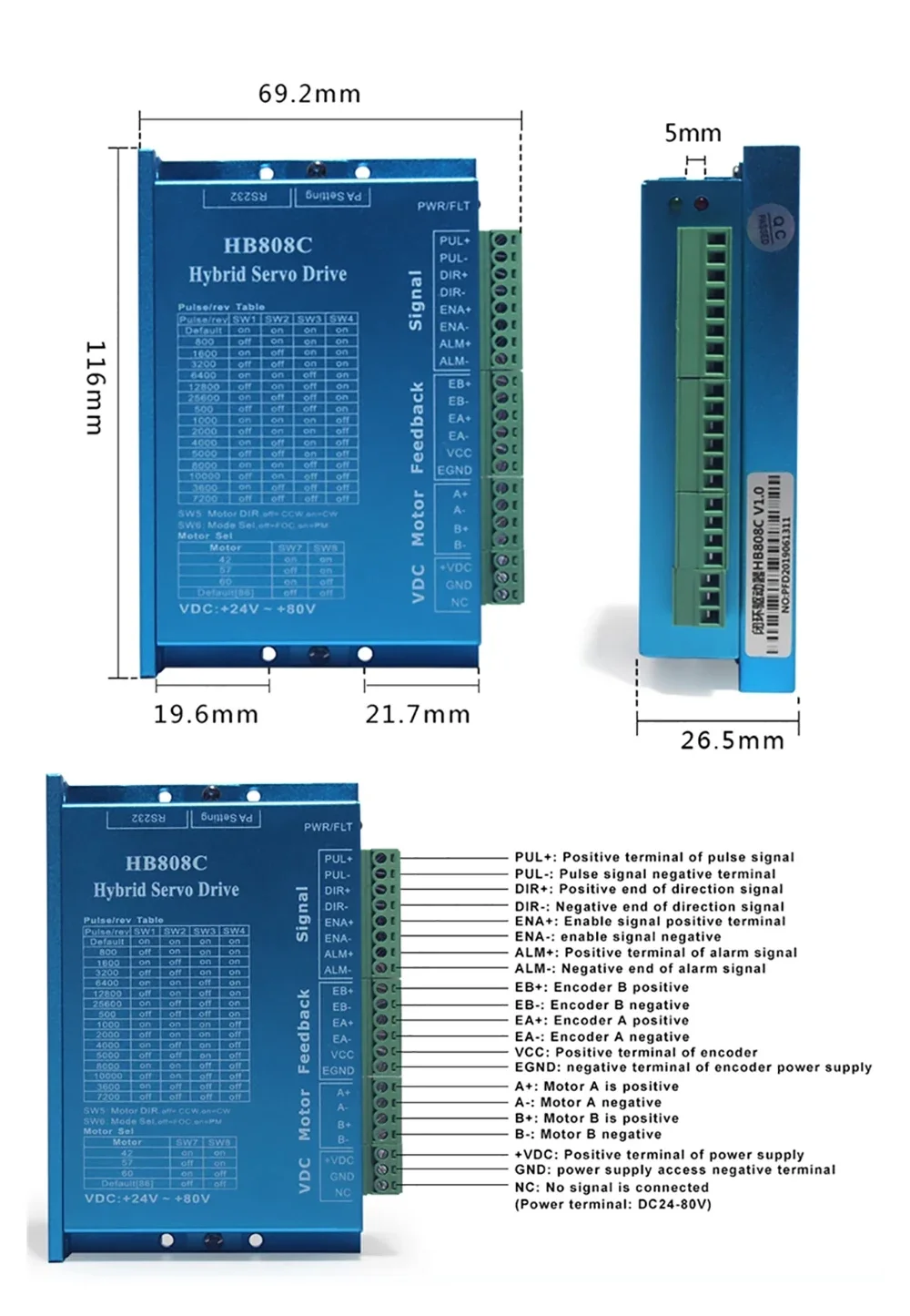 Шаговый двигатель Nema 23 с драйвером HB808C | AliExpress