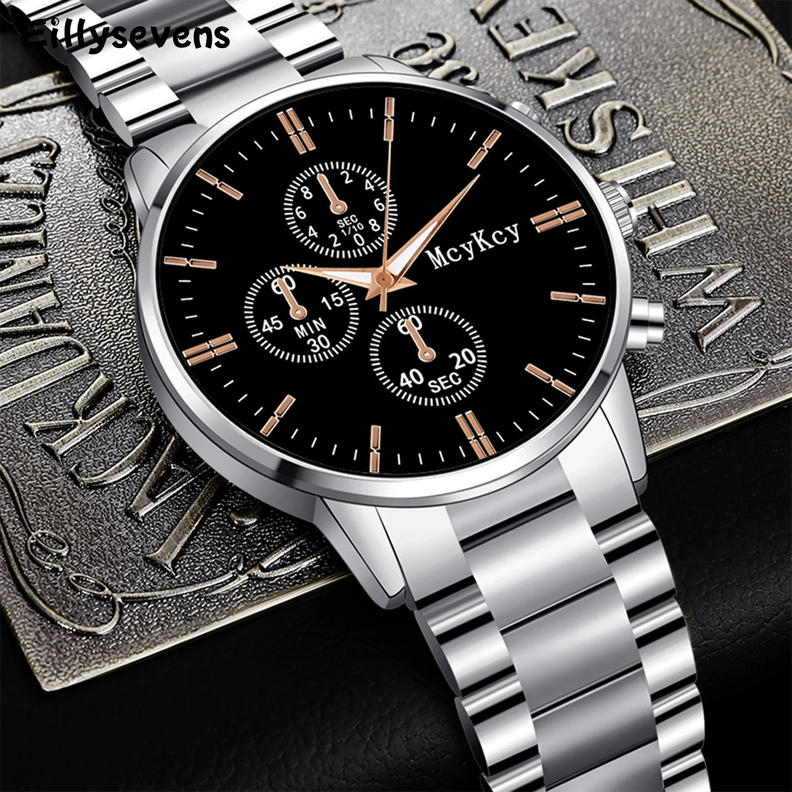 Fashion-Watches-for-Men-Luxury-Silver-Stainless-Steel-Band-Quartz-Wrist ...