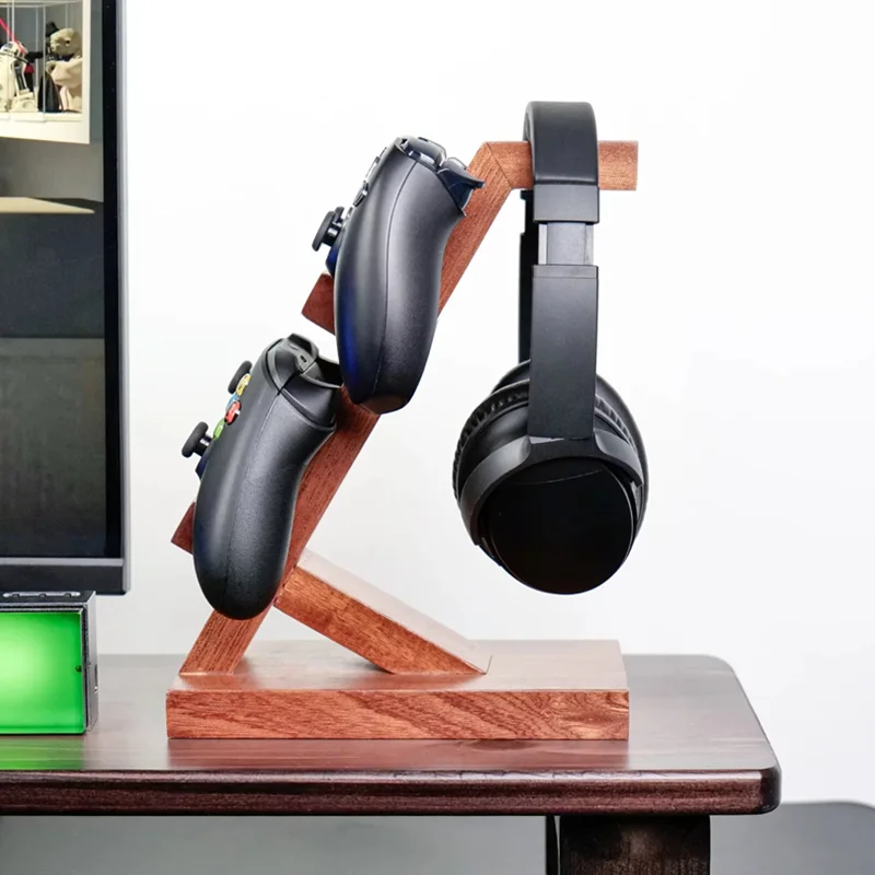 Wooden-Stand-Holder-Headset-Display-Shelf-Desk-Hanger-Game-Controller ...