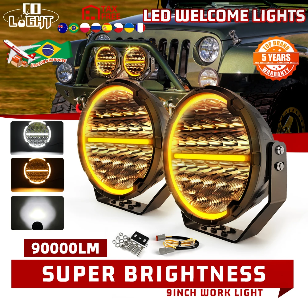CO-LIGHT-9inch-Round-LED-Offroad-Lights-with-DRL-90000LM-LED-Driving ...
