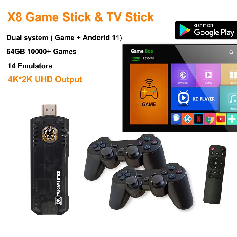 X8 Game Stick 4K 10000 Games Arcade Retro Video Game Consoles For SFC ...