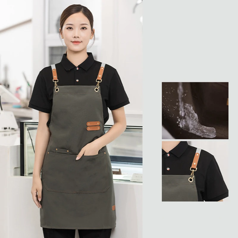 Waterproof-Kitchen-Apron-For-Women-Men-With-Pockets-Work-Mandil ...