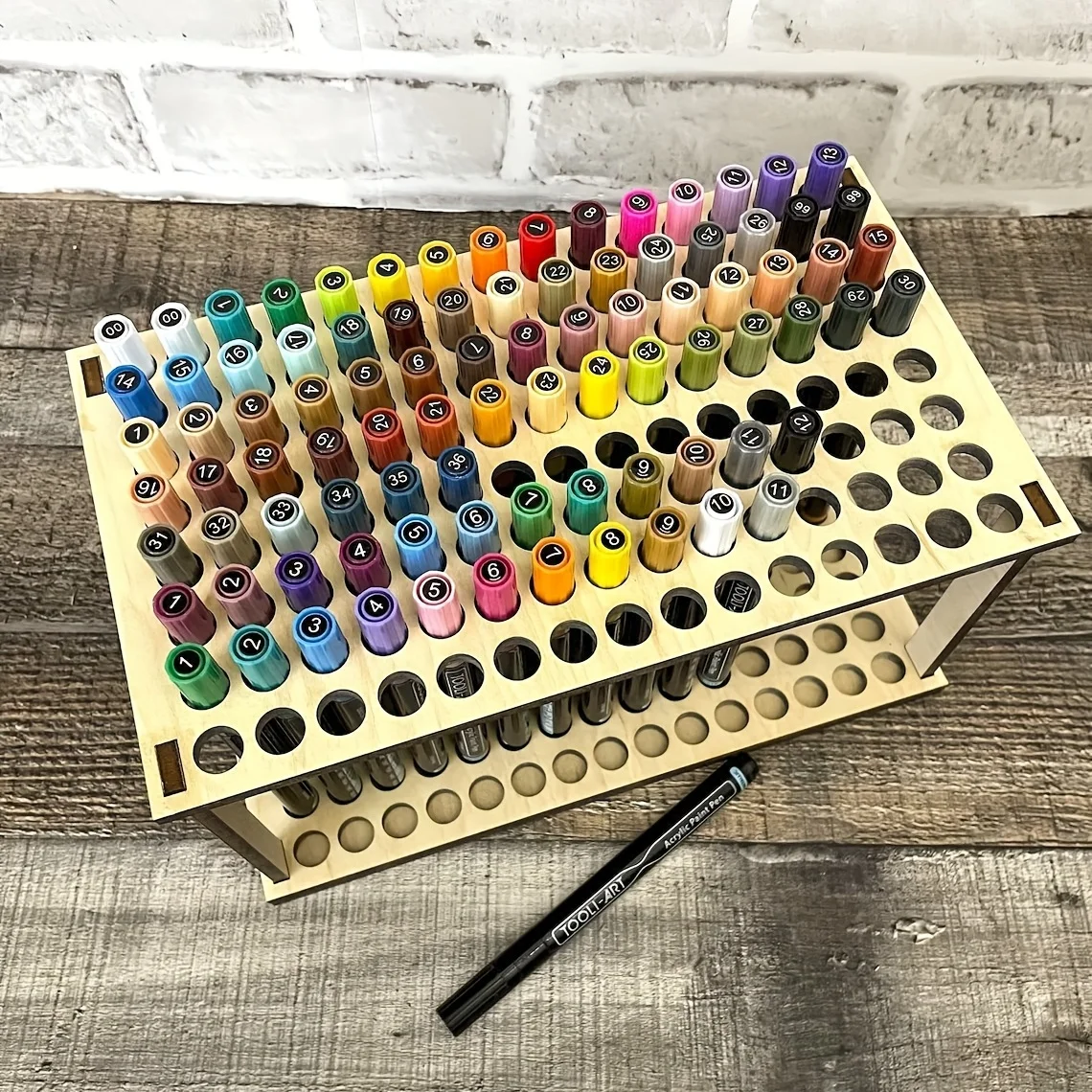 1-Pc-Wooden-Paint-Marker-Holder-Crayons-Marker-Table-Rack-Stand ...