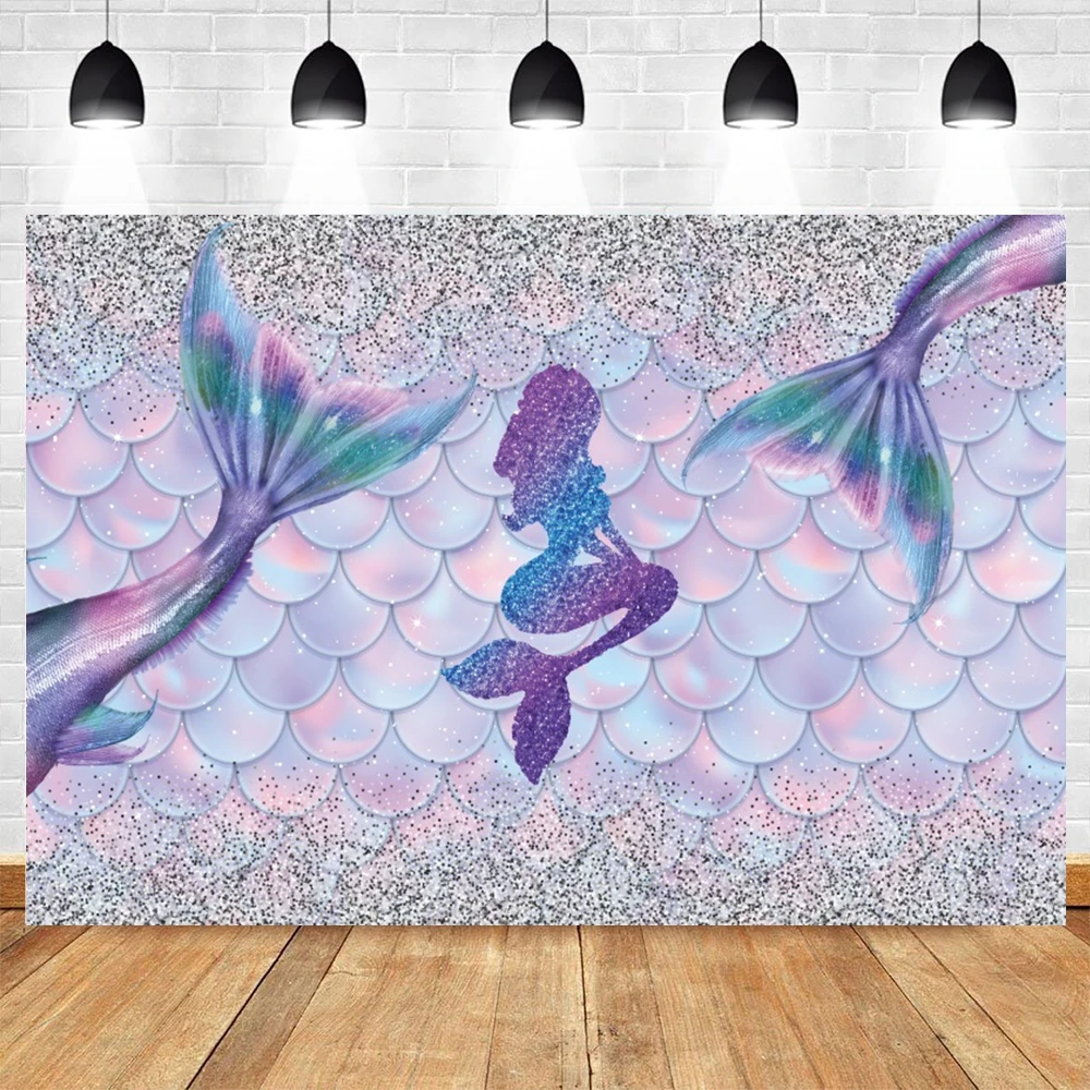 Cartoon Seaside Mermaid Fish Tail Photography Background Decor Girl ...