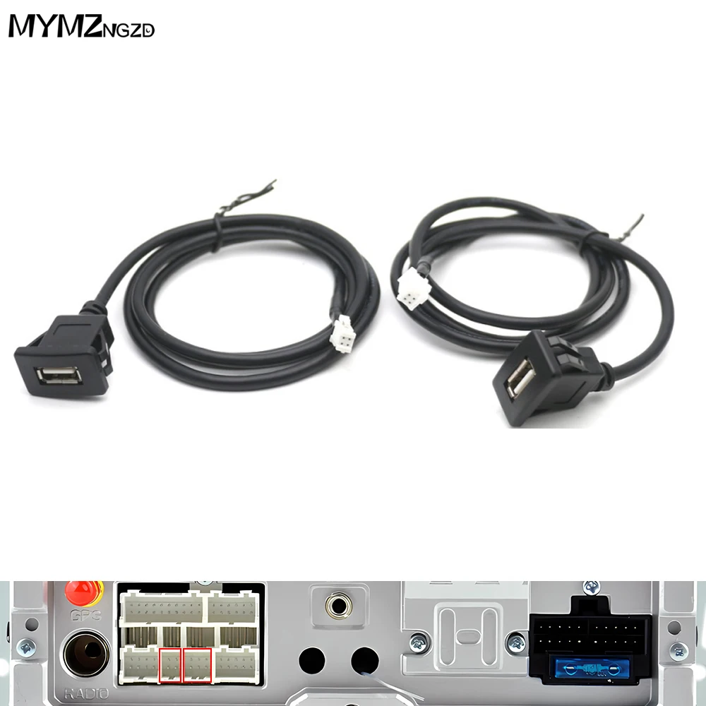 4-6-Pin-Connector-Dual-USB-Female-Dash-Board-Mount-Panel-Extension ...