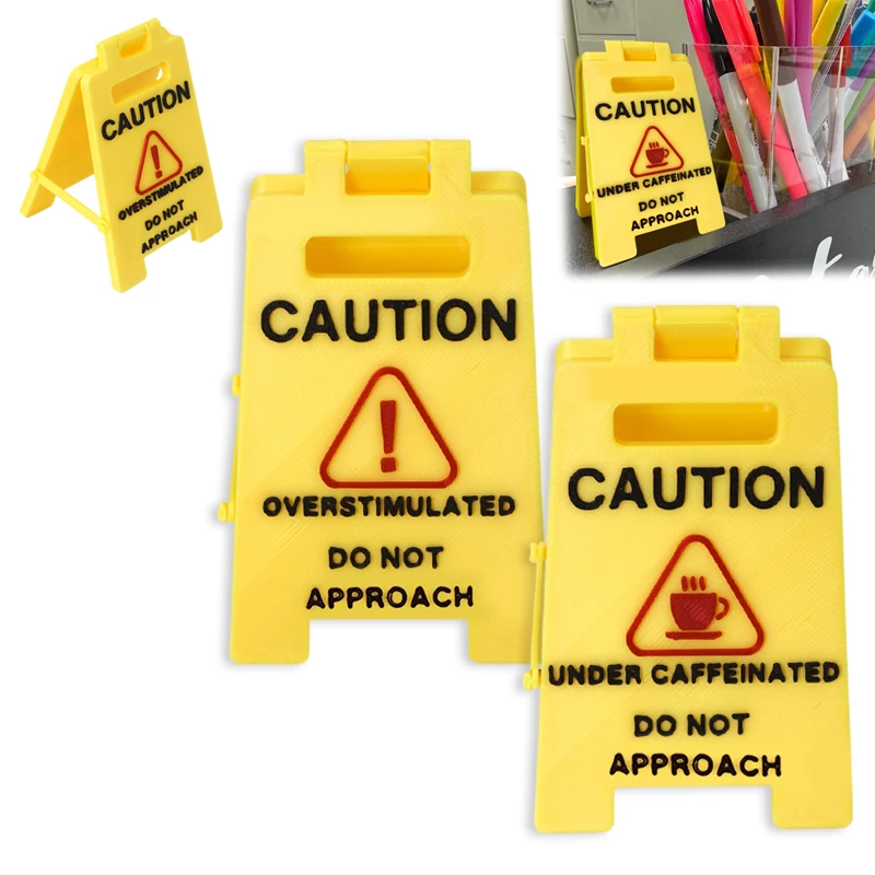 Caution Overstimulated Desk Sign 3D Printed Office Desk Caution ...
