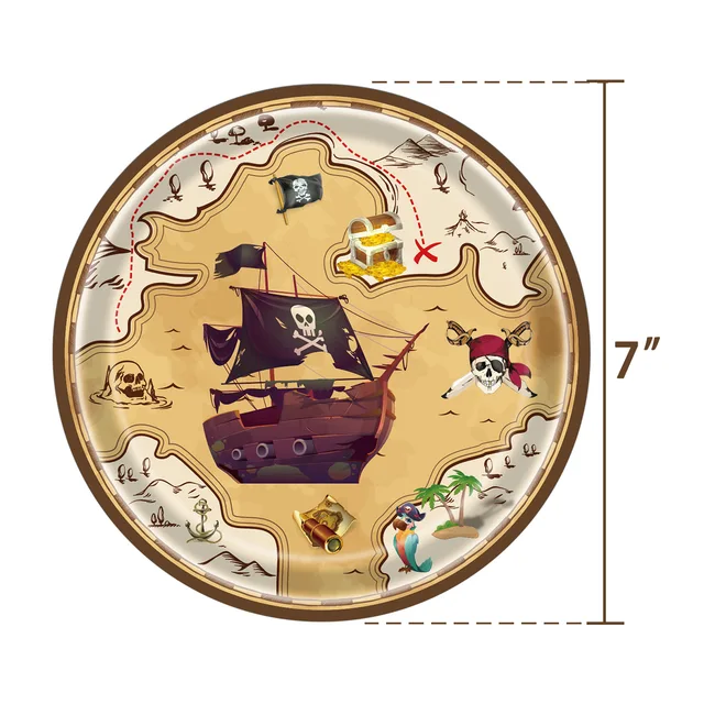 Pirate Ship Birthday Party Supplies Pirate Treasure Map Disposable ...