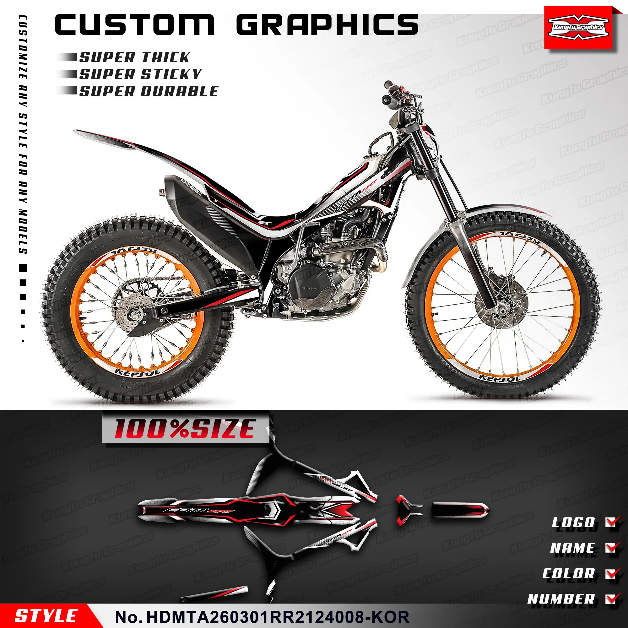 KUNGFU GRAPHICS Motorcycle Graphic Stickers Complete for Honda Montesa ...