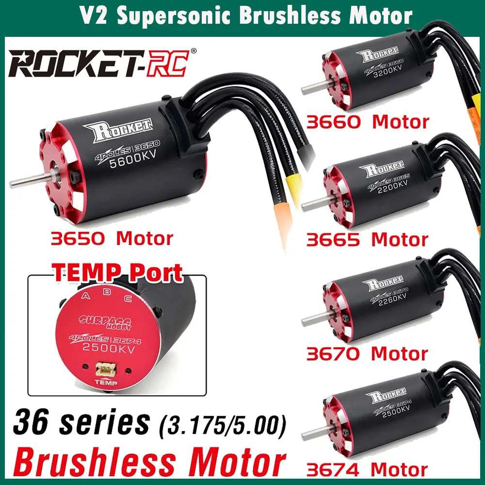 RC motor Rocket V2 supersonic Brushless Motor w/ Temp Sensor 3650 3660 ...