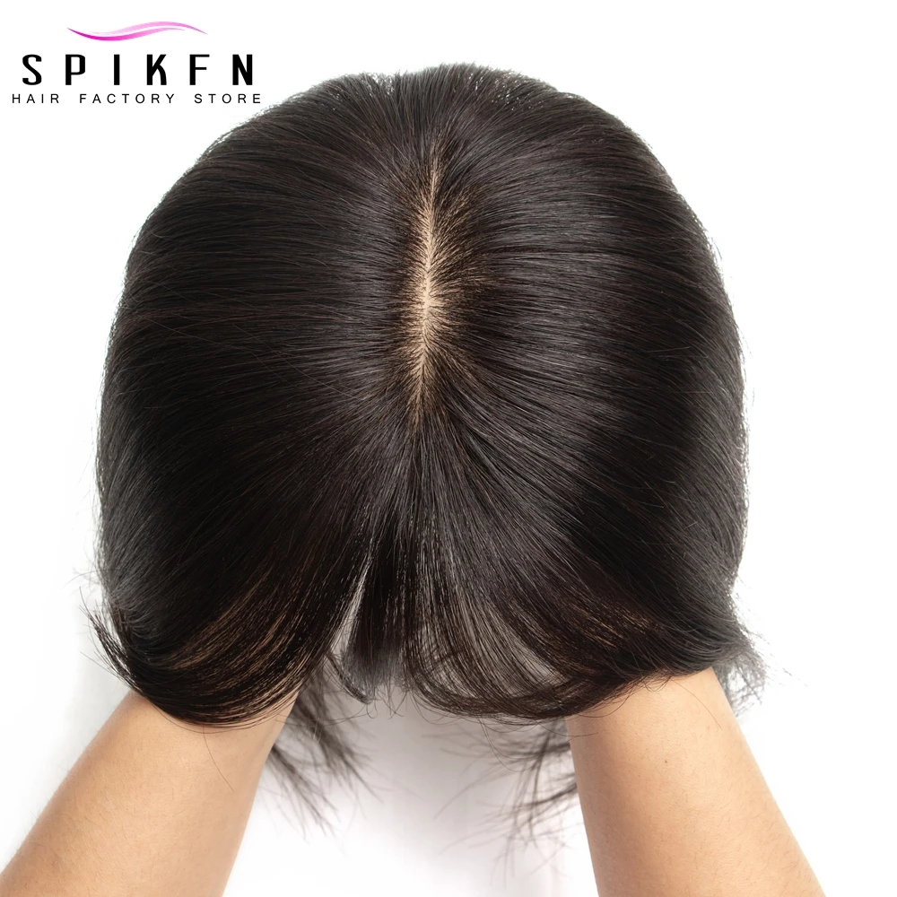 Human-Hair-Topper-12x13cm-8-12-Natural-Black-Breathable-Mono-Base-Hair ...