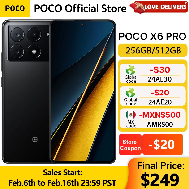 POCO X6 Pro 5G Global Version Smartphone Dimensity 8300-Ultra 6.67" 1.5K Flow AMOLED DotDisplay ...
