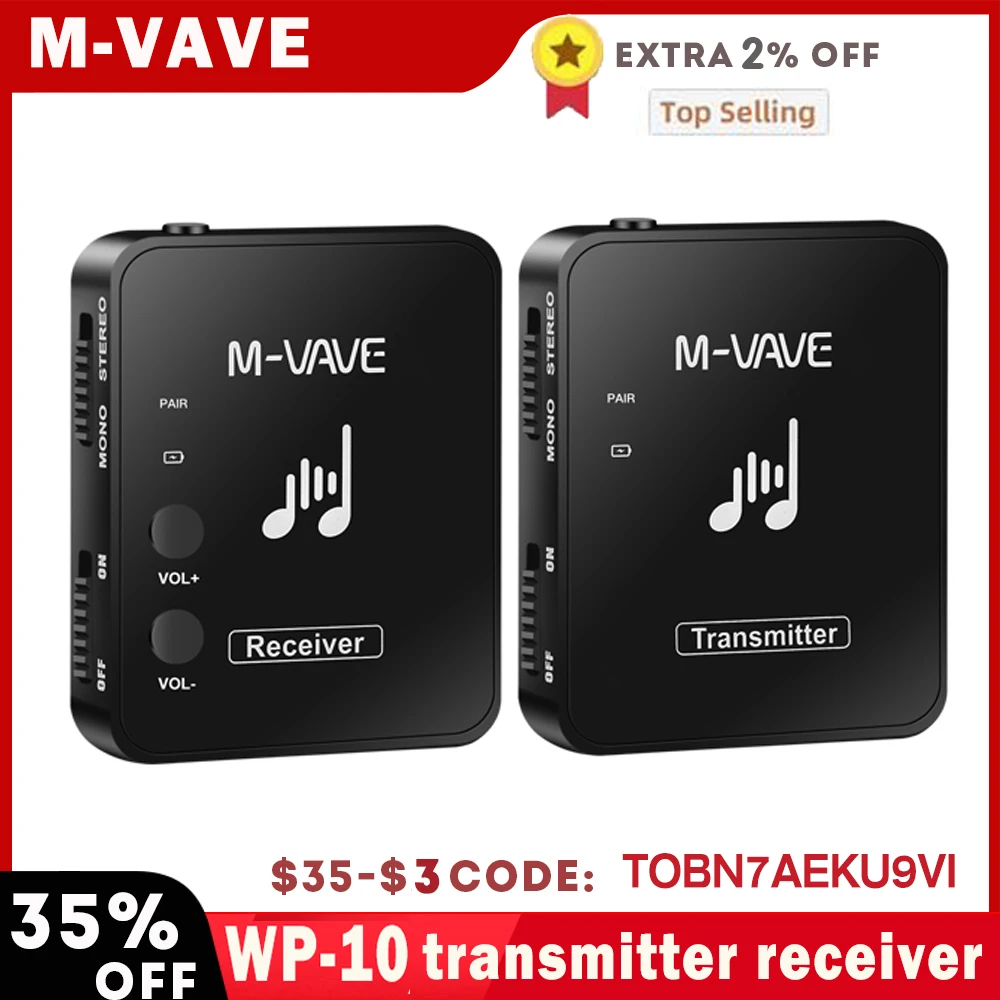 M-vave WP-10 2.4G 무선 시스템 이어폰 모니터, 충전식 송신기 수신기, 스테레오 모노 녹음 기능 지원