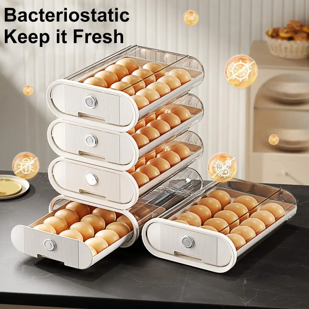 Egg Storage Box Transparent Visible Large Capacity Egg Container Drawer ...