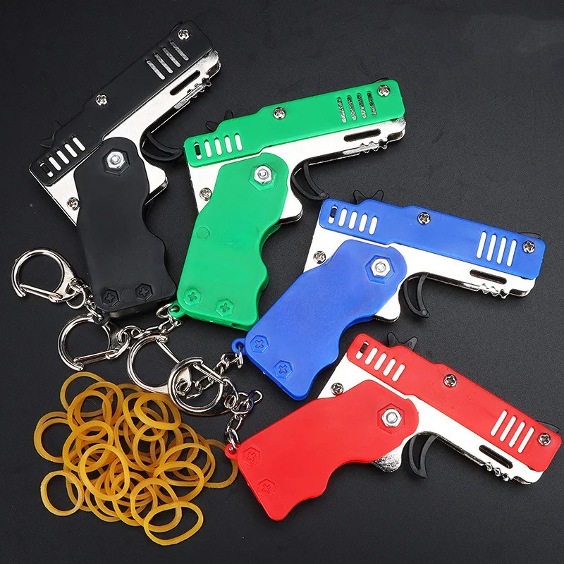 Rubber Band Gun Toy Mini Metal Folding | Gun Rubber Bands Shoots - 1pcs ...
