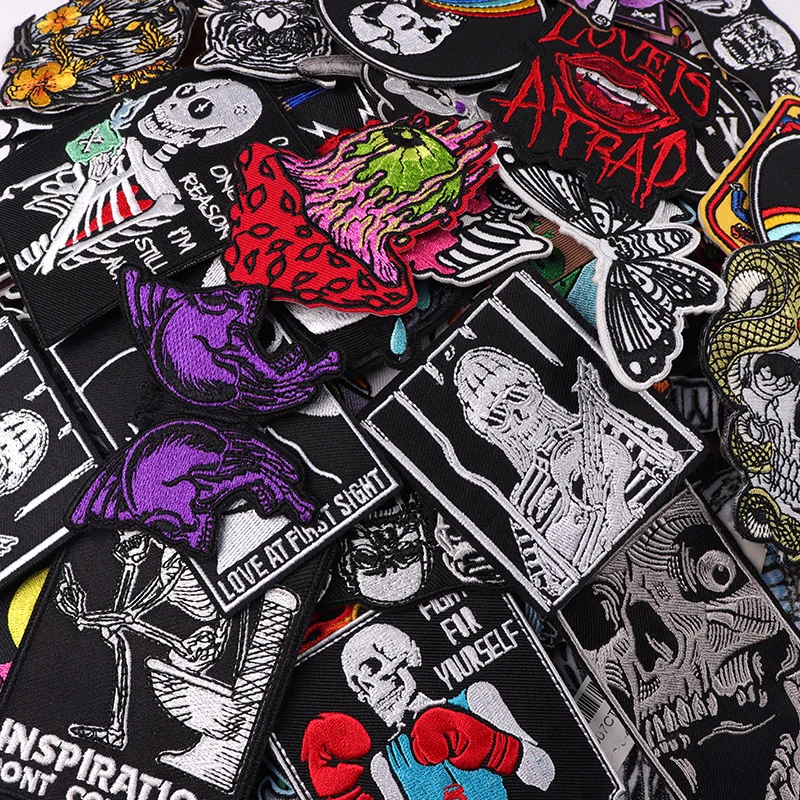 20/30/40/50PCS High Quality Random Send Punk Style Patch Horror Skull ...