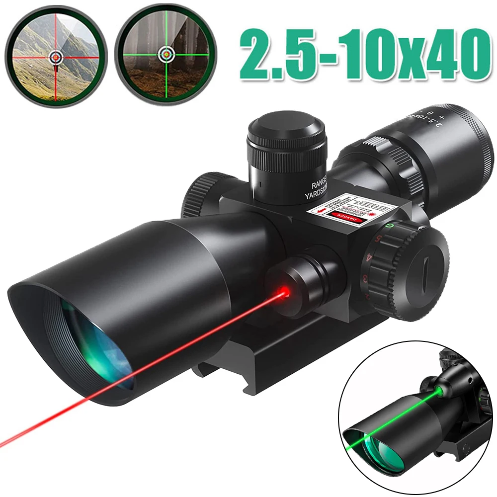 2-5-10x40E-Laser-Scope-Riflescope-Red-Green-Illuminated-Mil-dot-Reticle ...