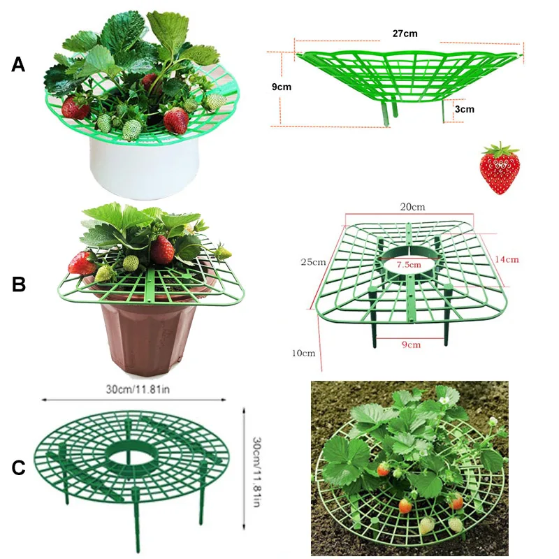 3types-Strawberry-Stand-Green-Frame-Holder-Balcony-Planting-Rack-Fruit ...