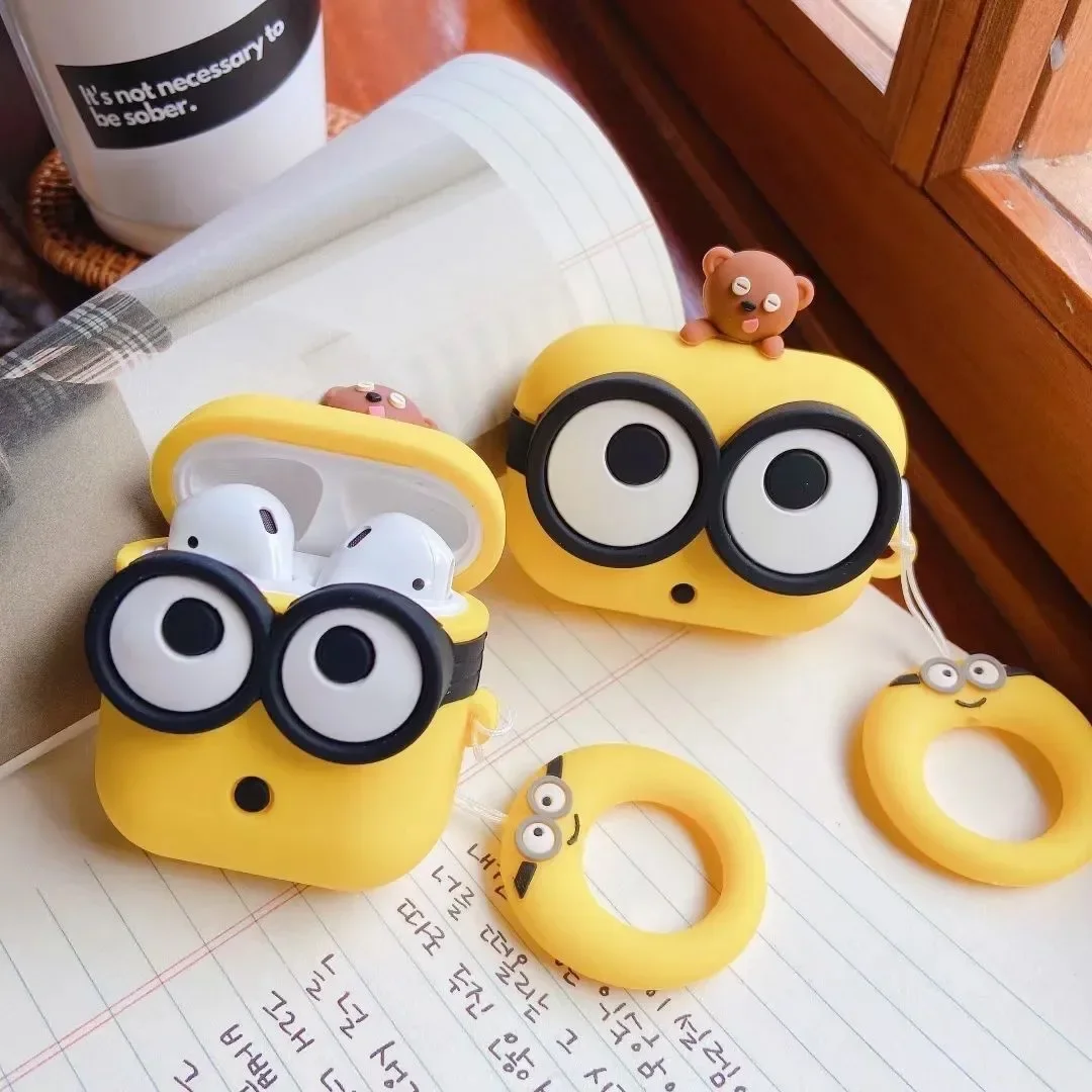 3D-Cartoon-Big-Eyes-With-Bear-Toy-For-Airpod-Pro-2-Case-Yellow ...