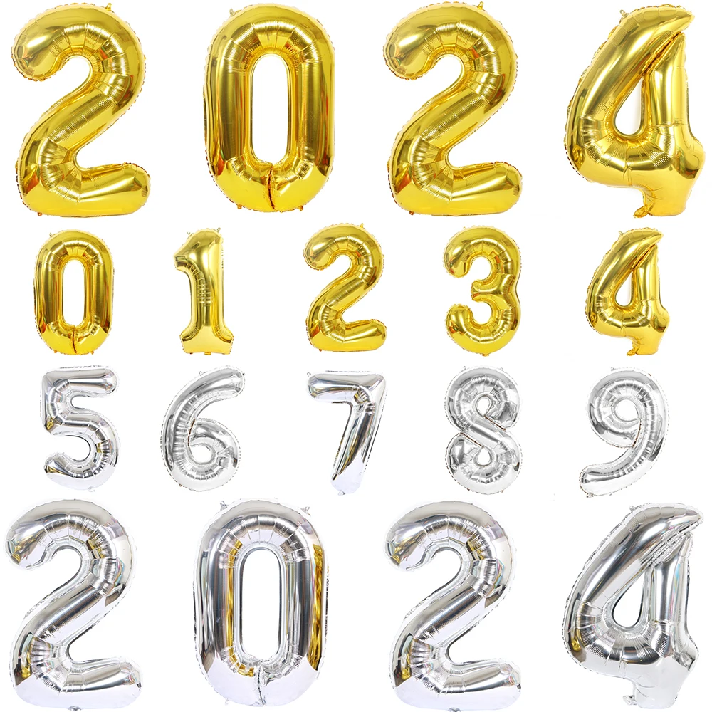 40inch-Big-Number-Foil-Balloons-Gold-Silver-Helium-0-9-Number-Balloon ...
