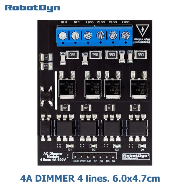 AC Light Dimmer Module, 4 Channel, 3.3V/5V logic, AC 50/60hz, 110V~400V ...