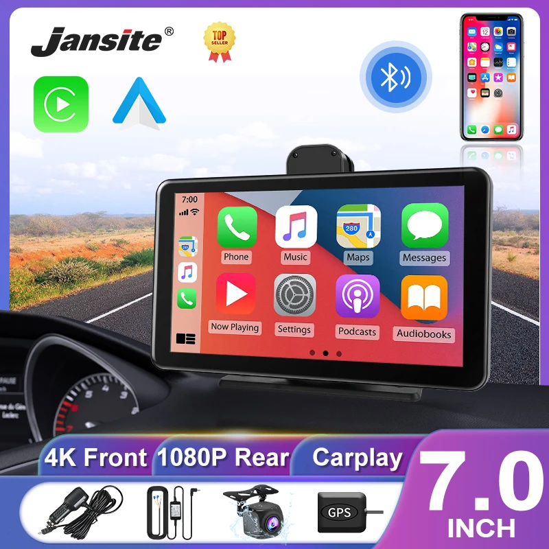 Jansite-4K-7-Car-DVR-Dashcam-Carplay-Android-Auto-Front-and-Rear-Camera ...
