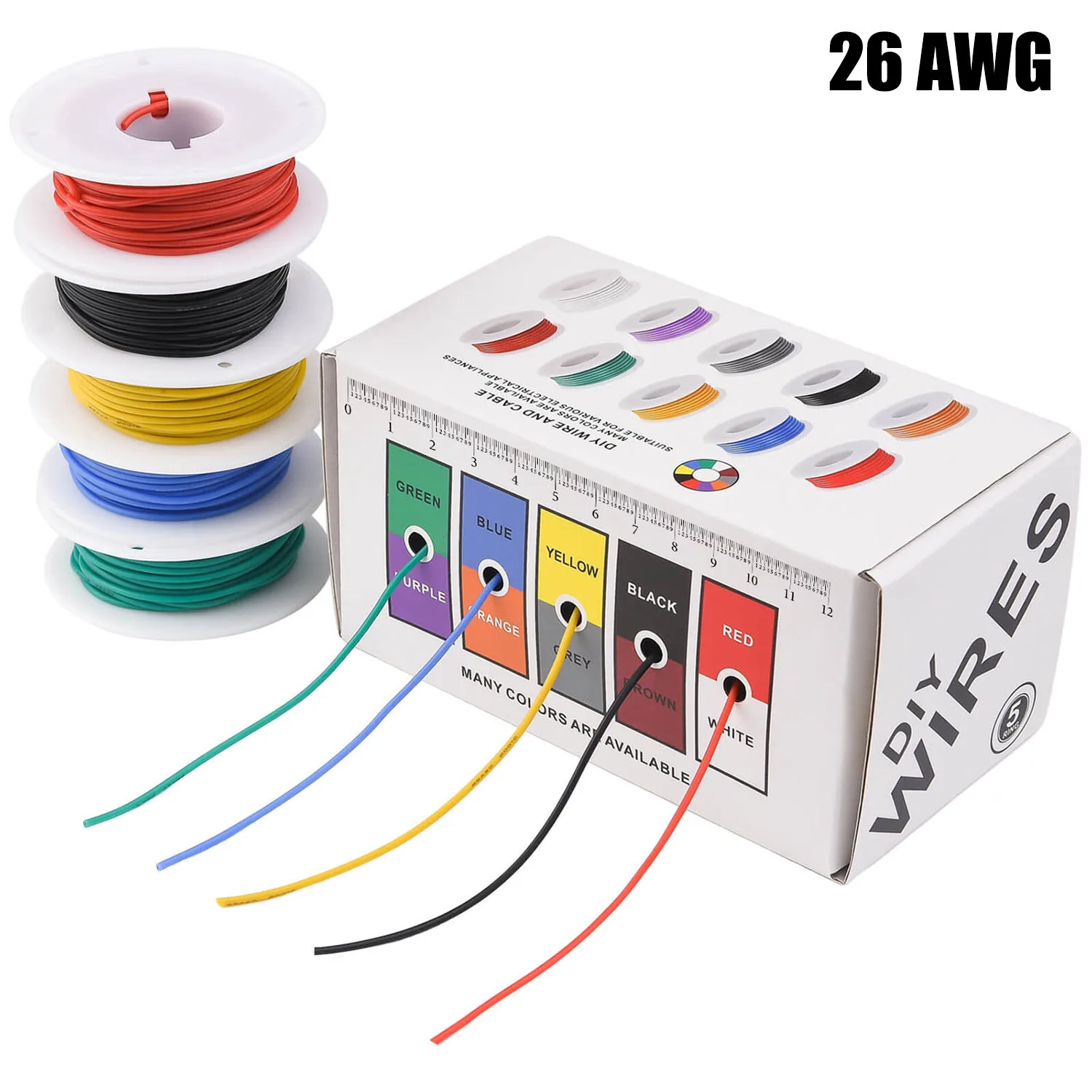 26 AWG Stranded Electrical Wire 26 Gauge Tinned Copper Wires Flexible ...