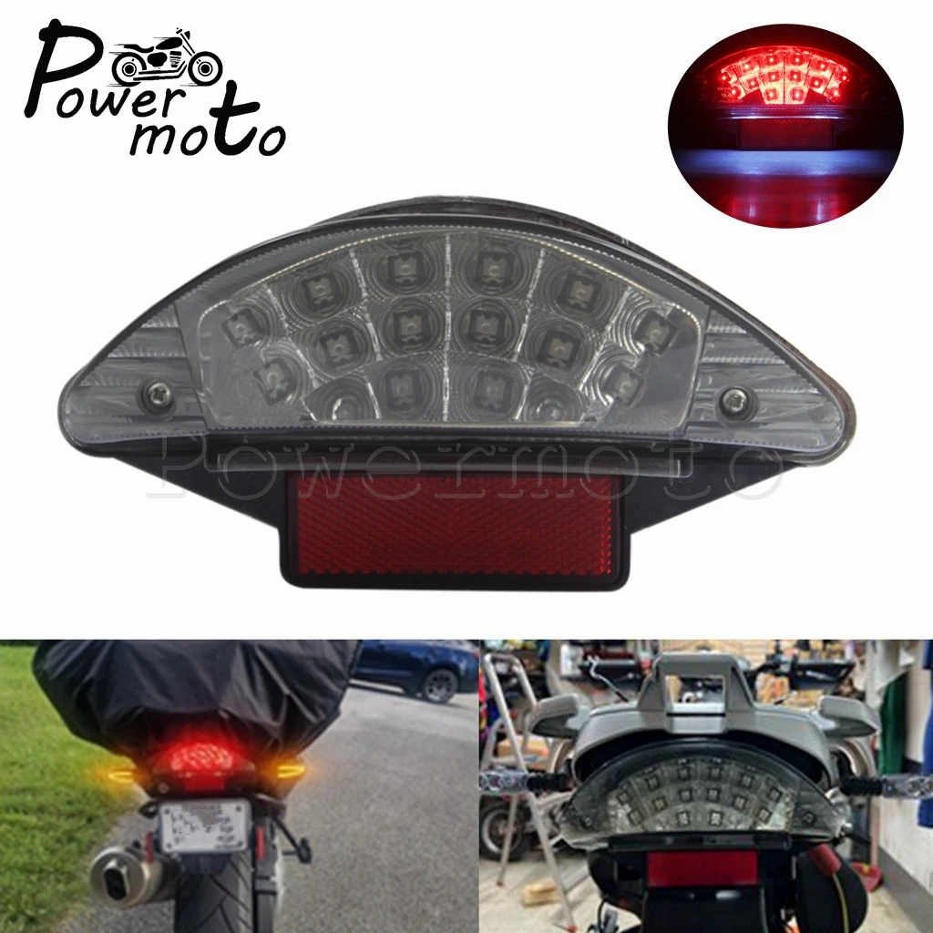 Motorbike LED Taillight Brake Stop Light Rear License Plate Lamp For ...