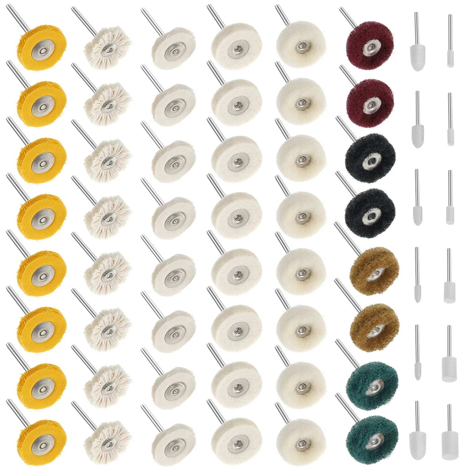 58Pcs Wool Felt Grinding Sanding Abrasive Buffing Wheel 1/8In Shank ...