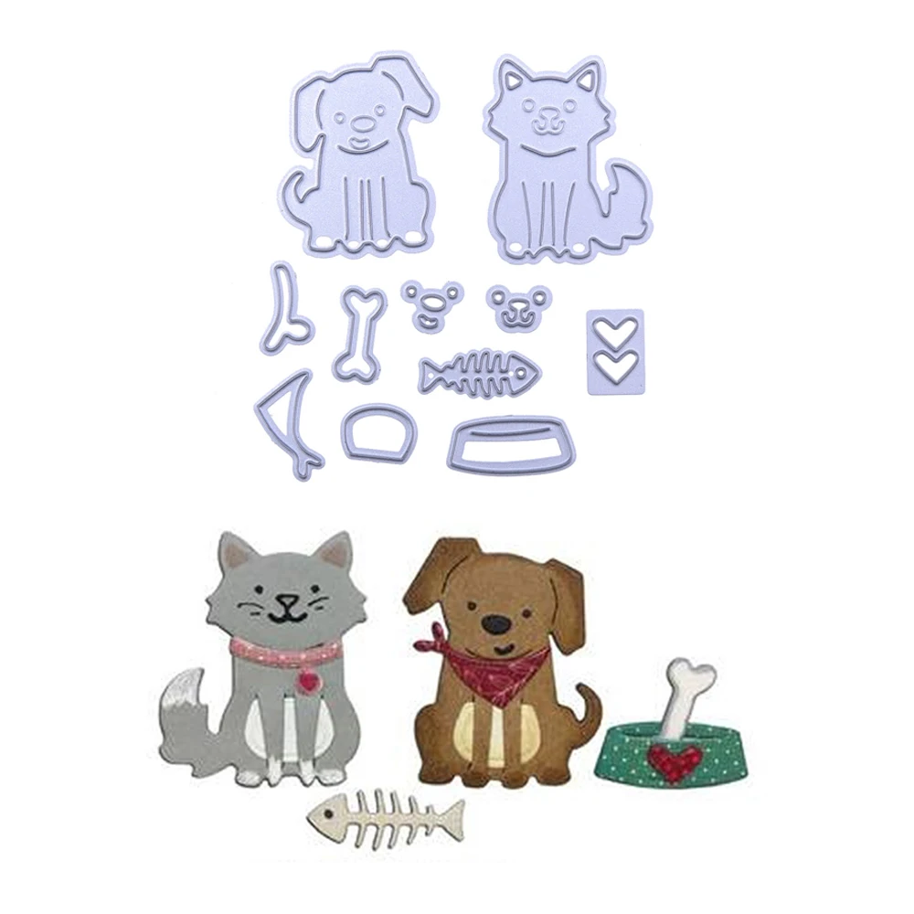 Two-Cute-Puppies-Fish-Bone-Frame-Metal-Cutting-Die-for-Scrapbooking ...
