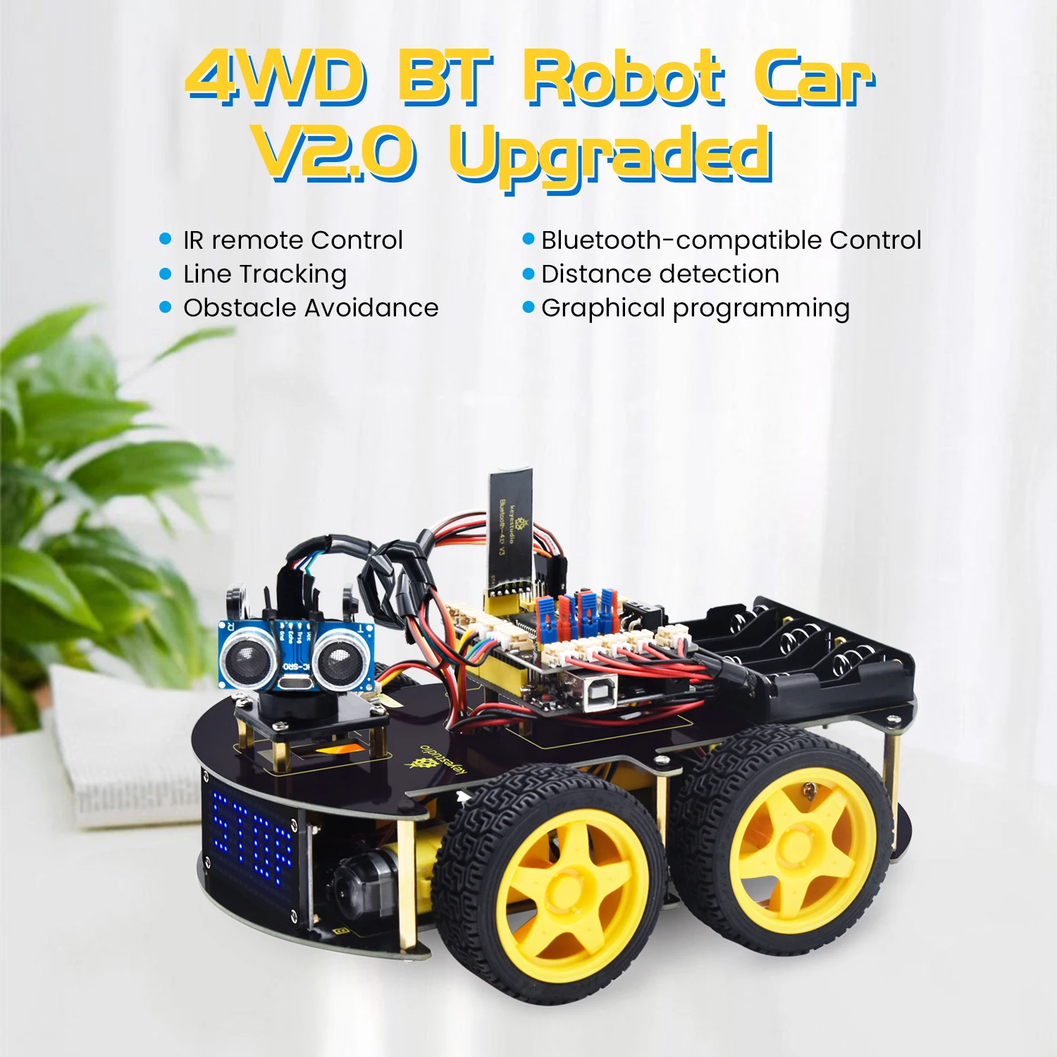 Keyestudio 4wd multi bt carro inteligente para arduino kit robô ...