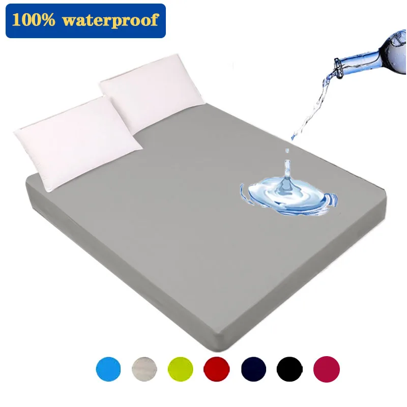 100-Waterproof-Fitted-Bed-Sheet-with-Elastic-Band-Anti-slip-Mattress-Cover-Mattress-Protector ...