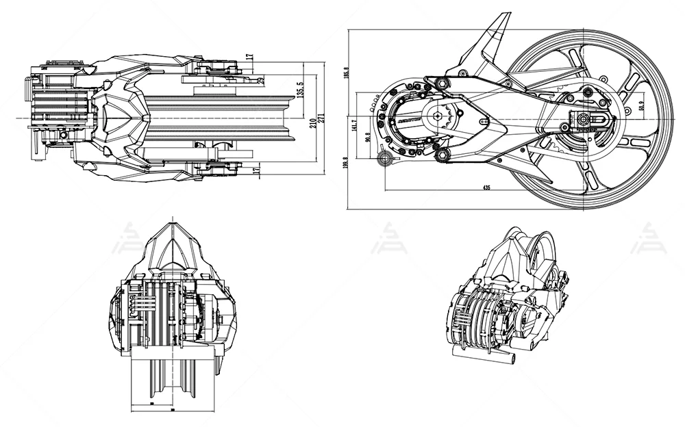 QSP138D-70 Double Shock Absorber Mid Drive Motor Assembly