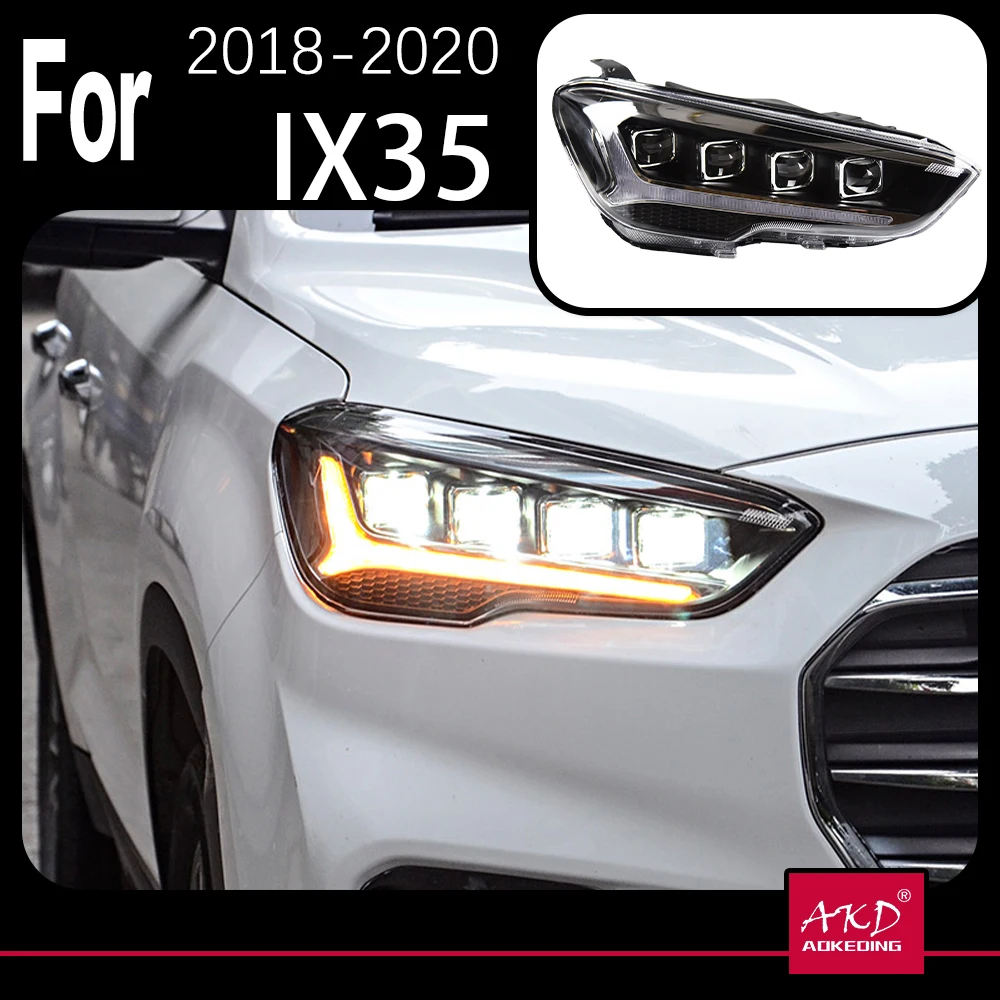 AKD Car Model Head Light Parts For ix35 2018 2020 LED Front Headlights Replacement DRL Daytime ...