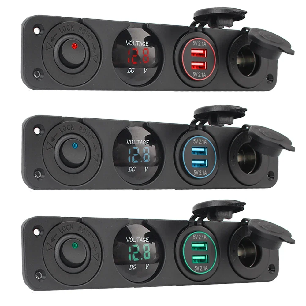 4 in 1 ON/OFF Charger Socket Panel Dual USB Socket Power Outlet & LED ...
