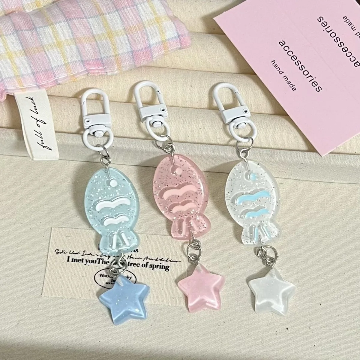 Shiny Pink Blue Cartoon Carp burning Keychain Cute Creative Fish ...
