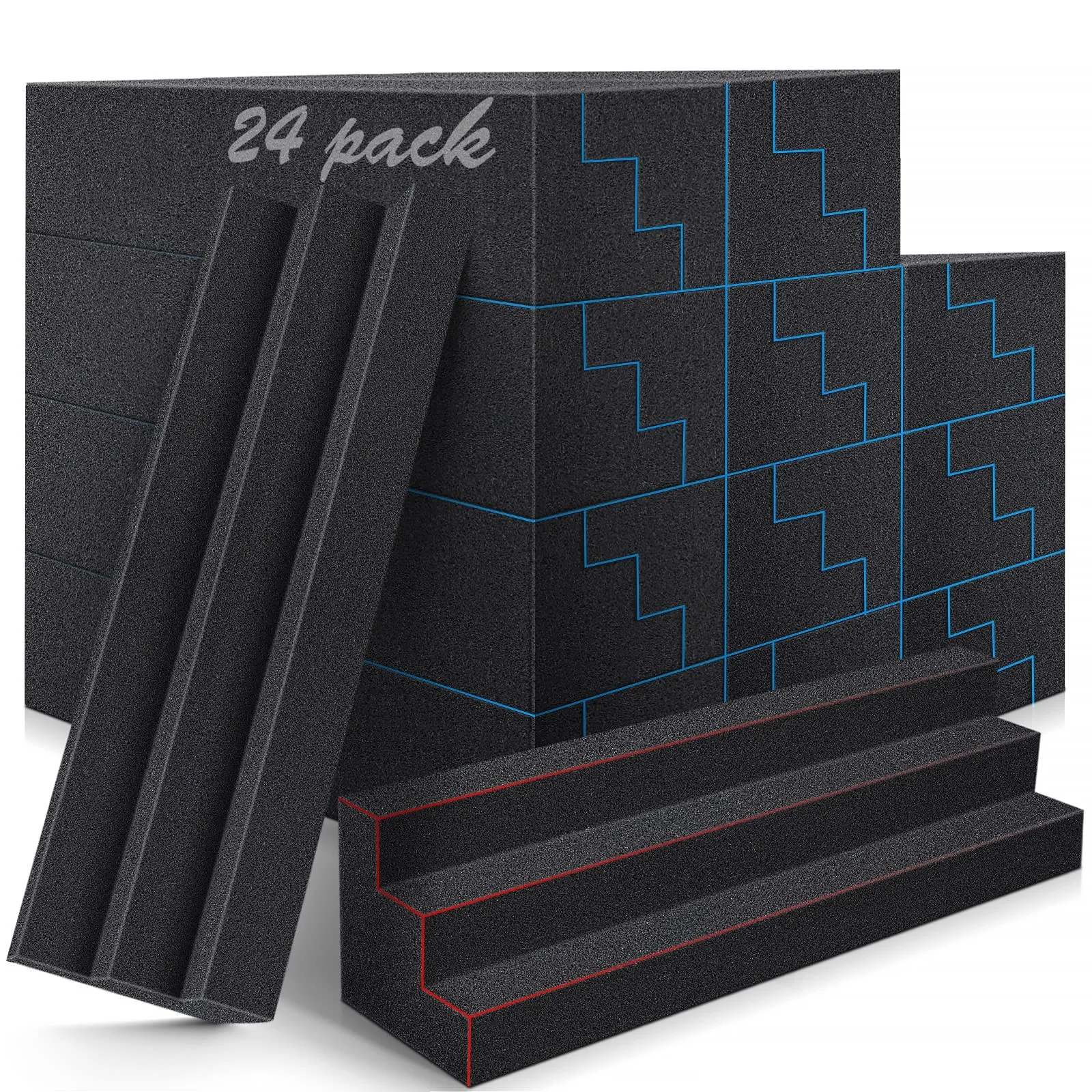 24Pack-12-X-3-X-3-Bass-Trap-Acoustic-Foam-Soundproofing-Insulation ...