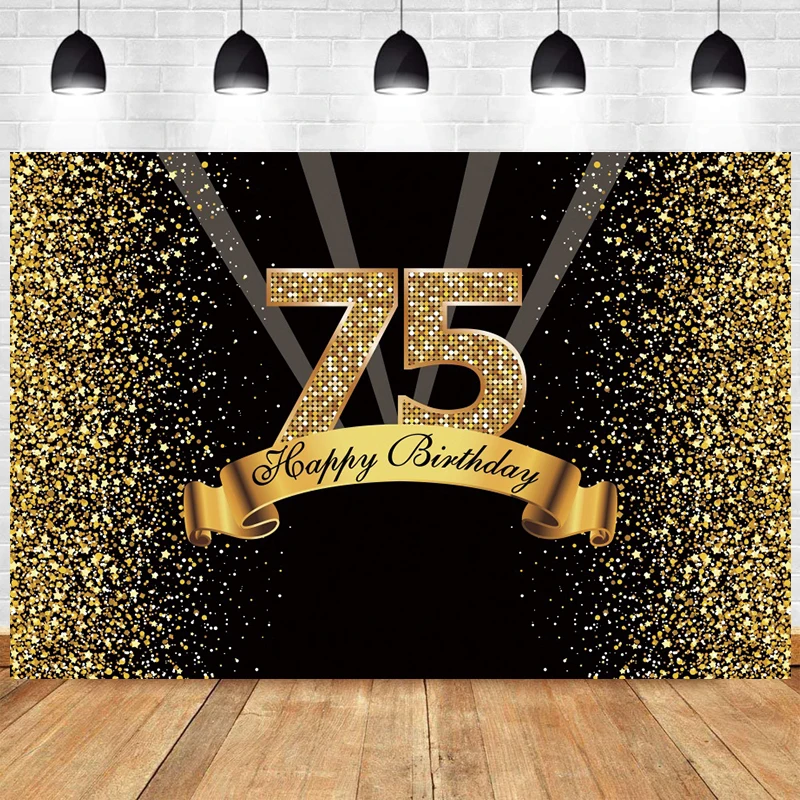 Black-Gold-75th-Backdrop-Women-Men-Happy-Birthday-Party-75-Years-Old ...