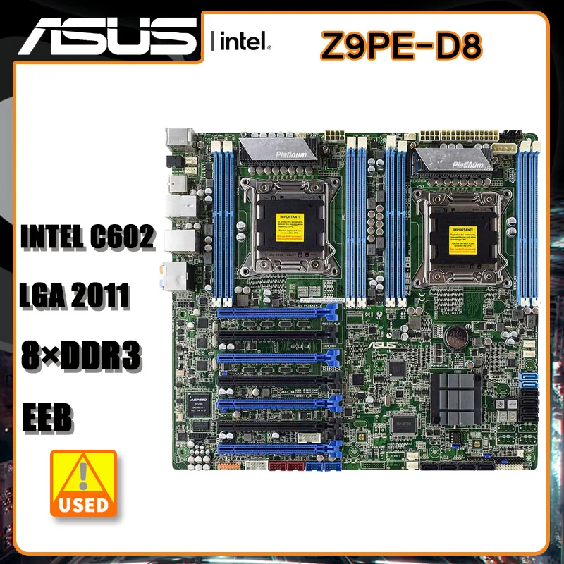 ASUS Z9PE-D8 서버 마더보드 LGA 2011DDR3 RAM, 인텔 제온 E5-2620 v2 n E5-2637 cpus SATA 2 USB3.0 인텔 C602 EEB