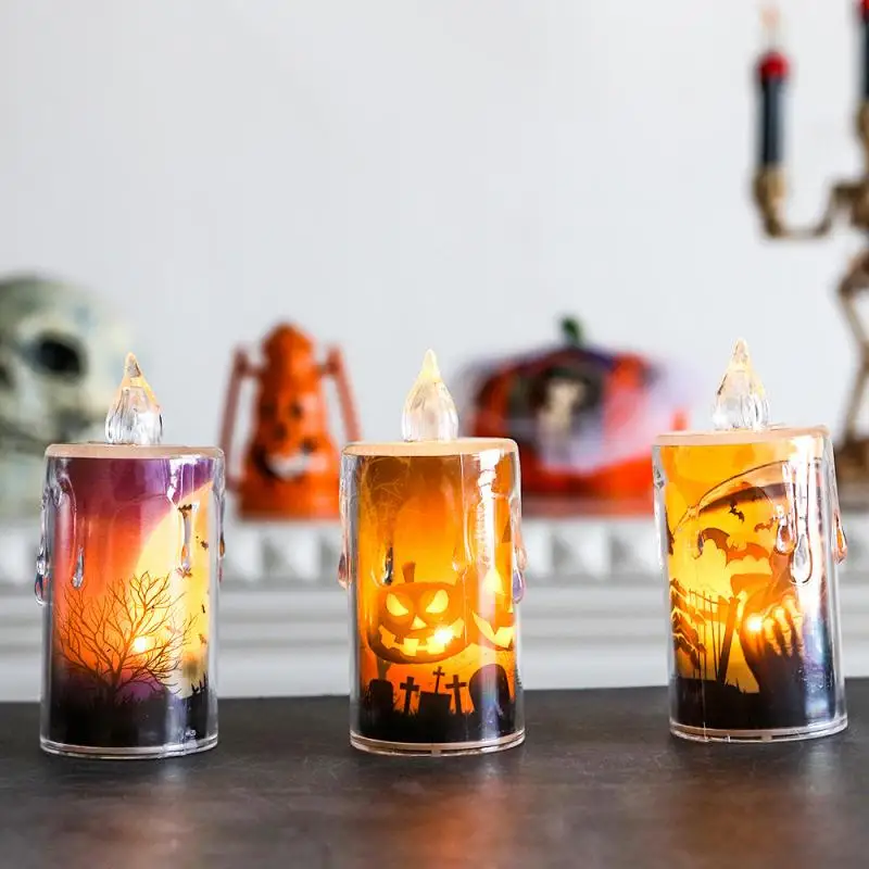 Vela-LED-para-decoraci-n-de-Halloween-luces-de-terror-fantasma-calabaza ...